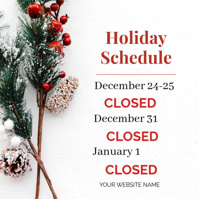 White Floral Happy Christmas Closed Schedule Instagram Post Template ...