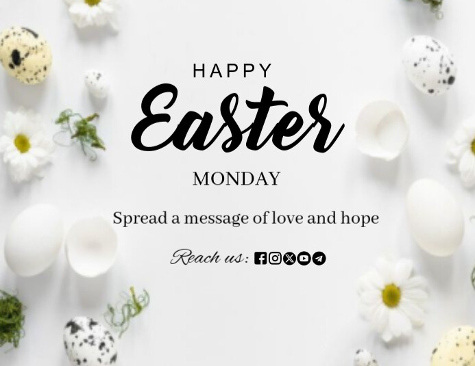 White Floral Happy Easter Monday Flyer (us Letter) Template | PosterMyWall