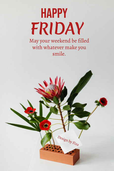 White Floral Happy Friday Poster Template | PosterMyWall