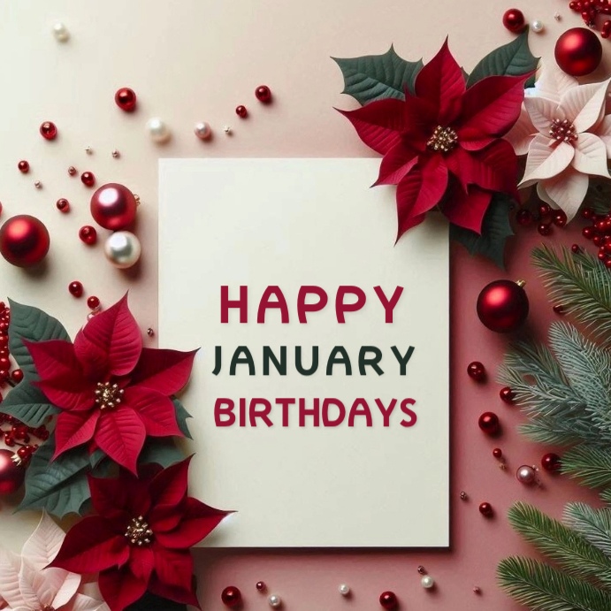 White Floral Happy January Birthdays Instagram Post Template | PosterMyWall