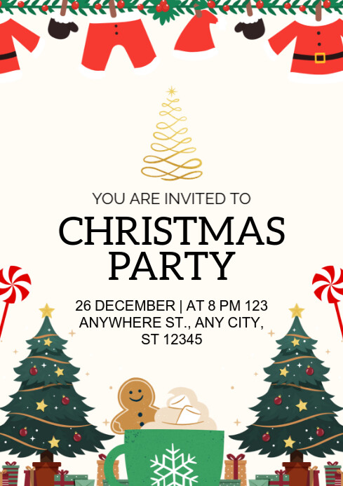 White Floral Happy Merry Christmas A4 Template | PosterMyWall