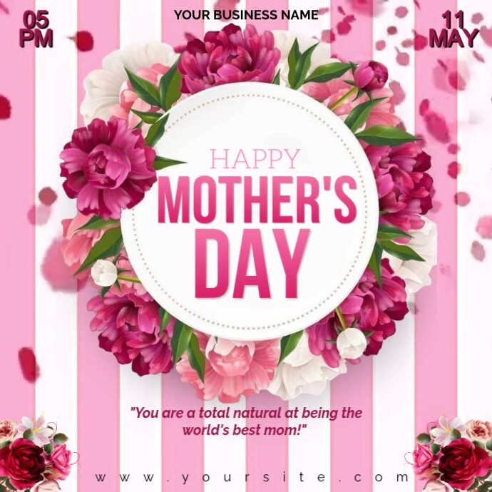 White Floral Happy Mother's Day Animated Greeting Card Instagram Post ...