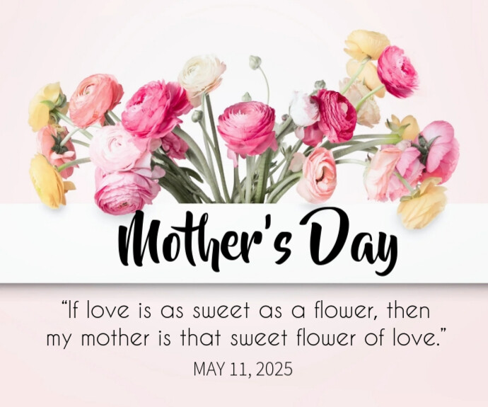 White Floral Happy Mother's Day Celebration Wishes Templates Medium ...