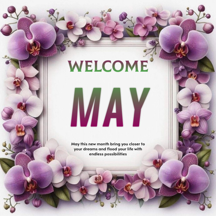White Floral Happy New Month Logo Template | PosterMyWall