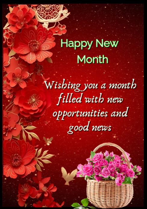 Copy of White Floral Happy New Month Message A5 | PosterMyWall