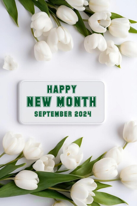 White Floral Happy New Month September 2024 P Template | PosterMyWall