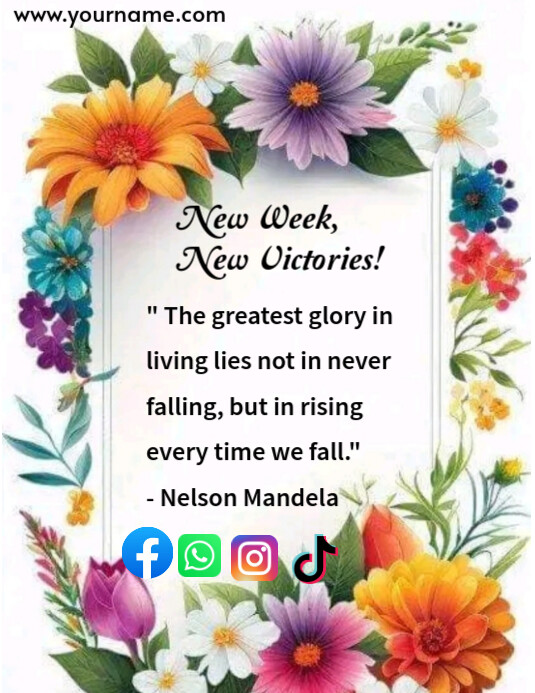 Copy of White Floral Happy New Week Background Template Flyer (us ...