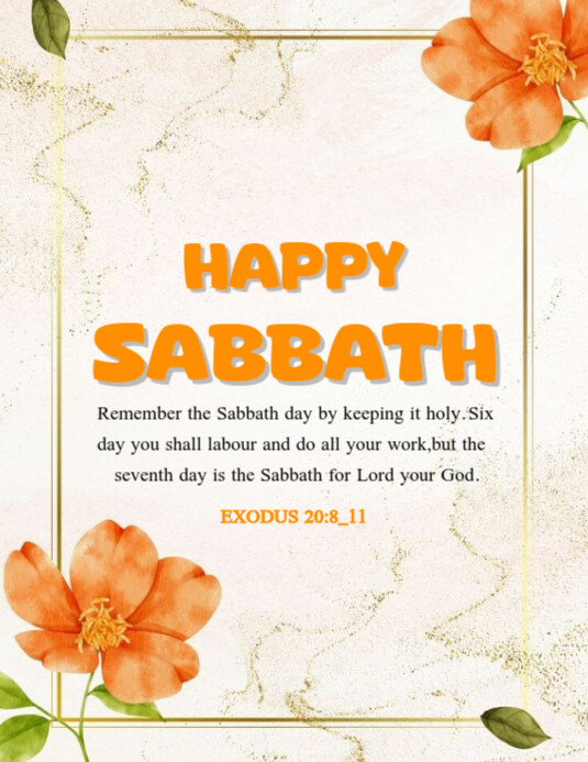 White Floral Happy Sabbath Day Flyer (us Letter) Template | PosterMyWall