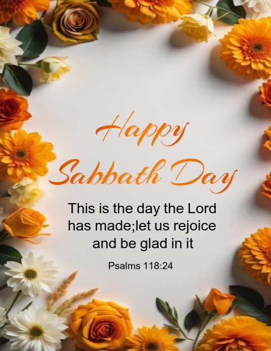 White Floral Happy Sabbath Day Flyer (us Letter) Template | PosterMyWall
