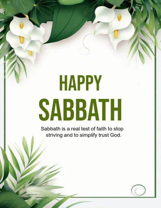 White Floral Happy Sabbath Day Flyer (us Letter) Template | PosterMyWall