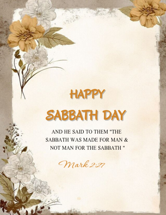 White Floral Happy Sabbath Day Flyer (us Letter) Template | PosterMyWall