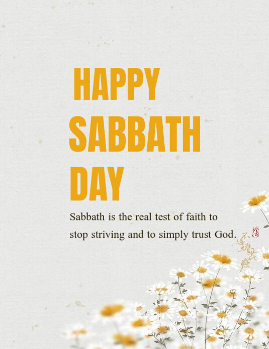 White Floral Happy Sabbath Day Flyer (us Letter) Template | PosterMyWall