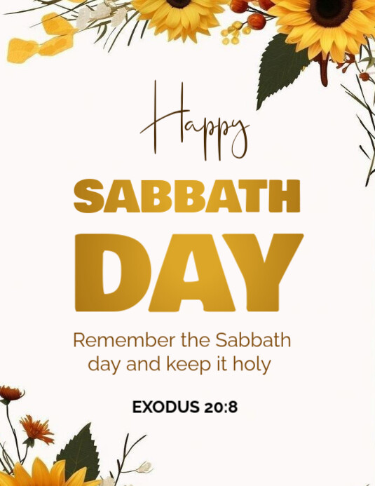 White Floral Happy Sabbath Flyer (us Letter) Template | PosterMyWall