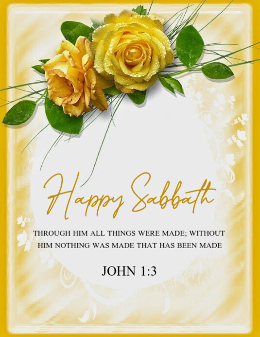 White Floral Happy Sabbath Flyer (us Letter) Template | PosterMyWall