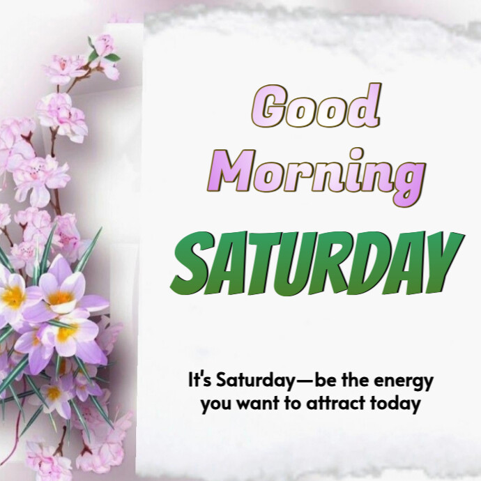 White Floral Happy Saturday Logo Templat | PosterMyWall