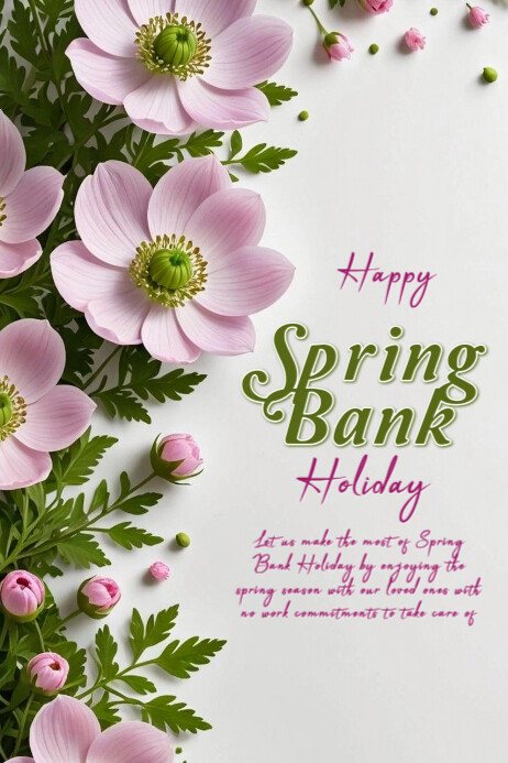 White Floral Happy Spring Bank Holiday Banner 4' × 6' Template ...