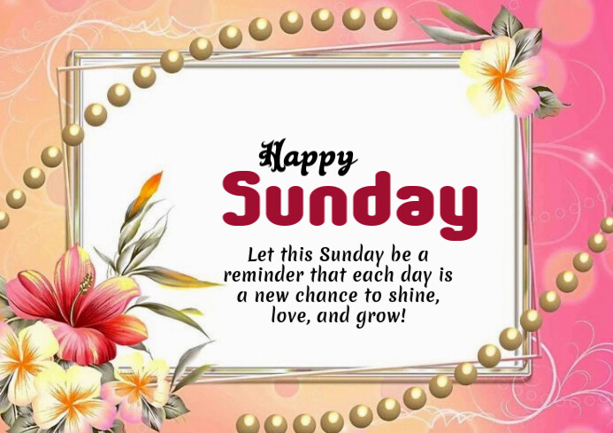 Plantilla de White Floral Happy Sunday A4 | PosterMyWall