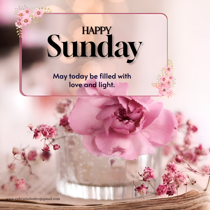 White Floral Happy Sunday Logo Templat | PosterMyWall