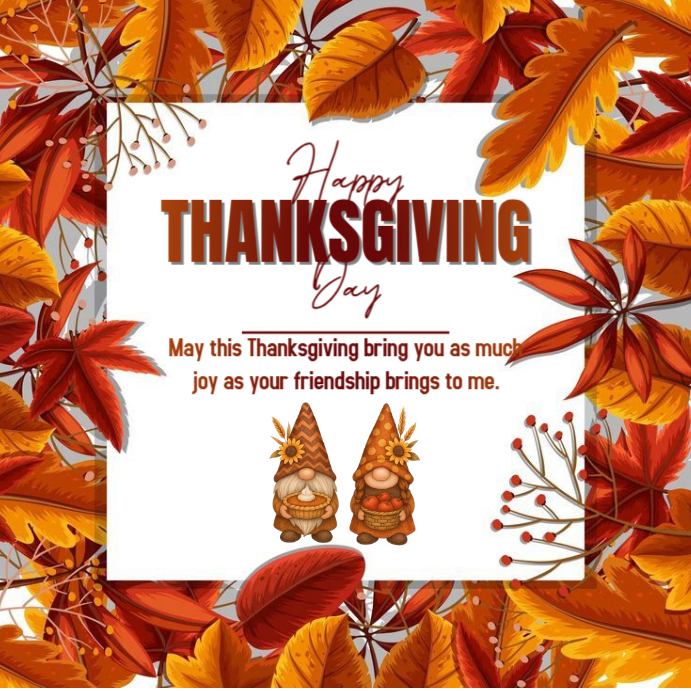 White Floral Happy Thanksgiving Day Instagram Post Template | PosterMyWall