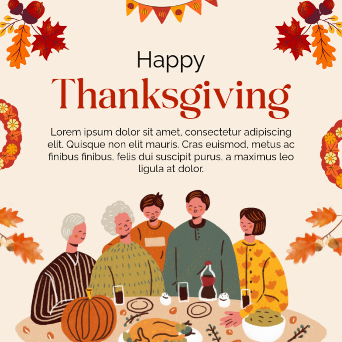 White Floral Happy Thanksgiving Day Wishes Instagram Post Template ...