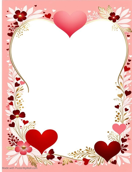 White Floral Heart Border Frame Flyer (us Letter) Template | PosterMyWall