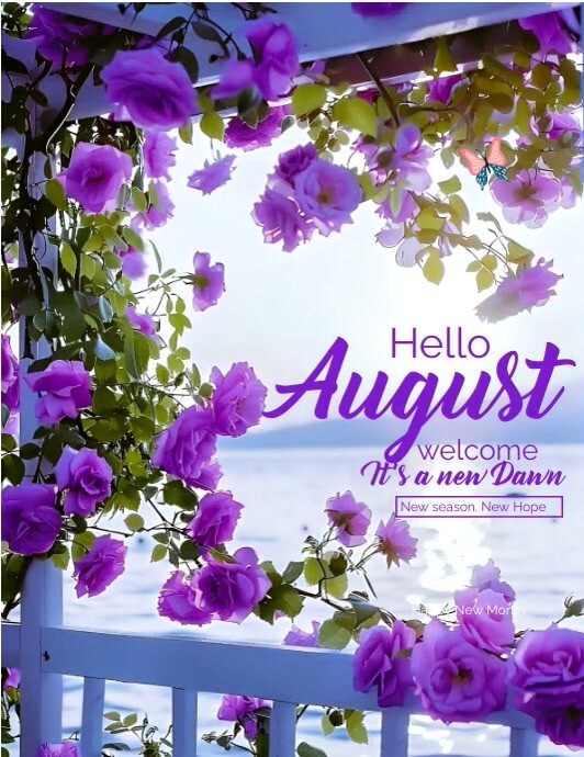 Plantilla de White Floral Hello August Flyer (us Letter) | PosterMyWall