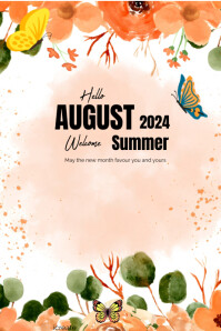 Hello August 2024 Poster Template | PosterMyWall