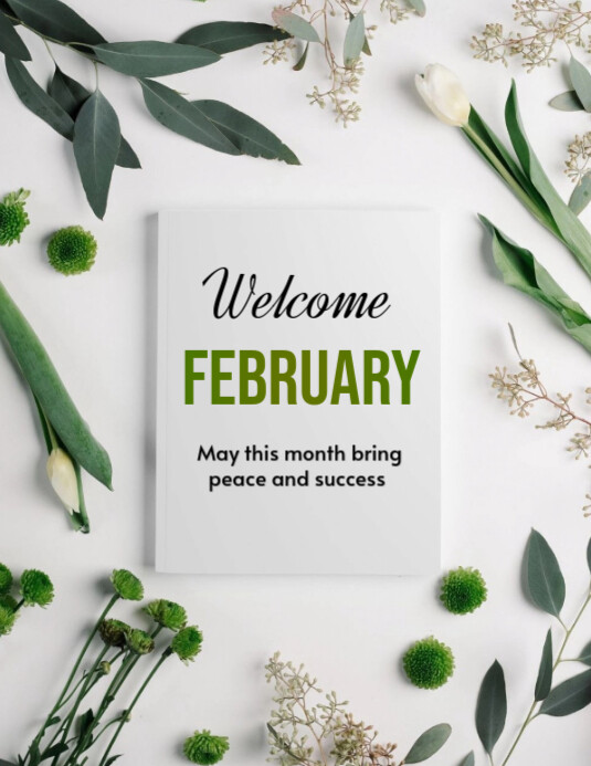 Copy of White Floral Hello February Flyer (us Letter) | PosterMyWall
