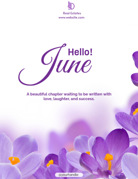Copy of White Floral Hello June A Beautiful Chapter Flyer (us Letter ...