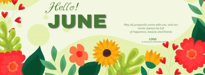 Modèle White Floral Hello June Facebook Cover Photo | PosterMyWall