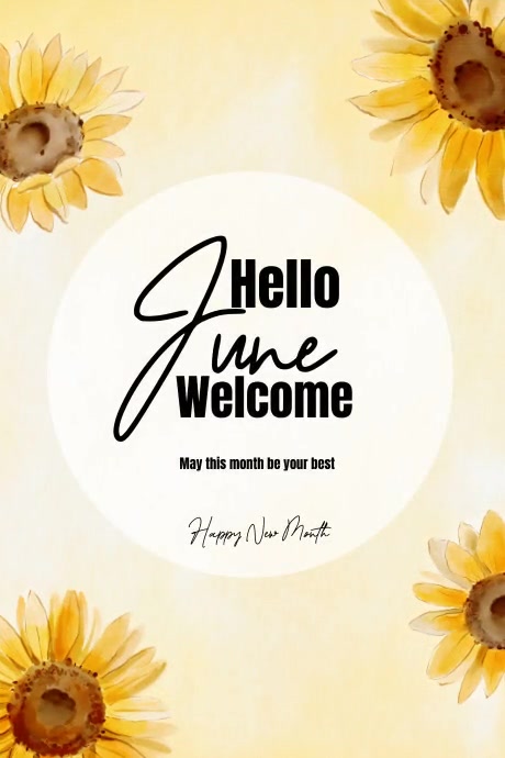 Modèle White Floral Hello June Poster | PosterMyWall
