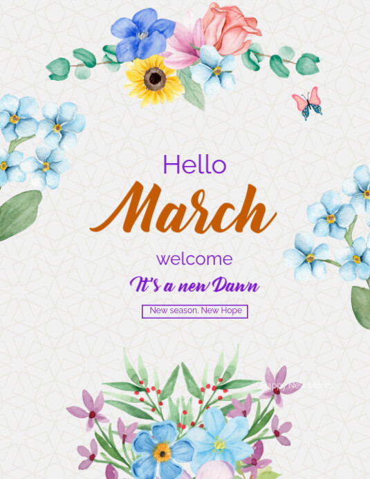 Copy of White Floral Hello March Flyer (us Letter) | PosterMyWall
