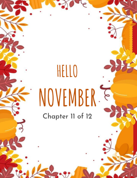 White Floral Hello November Flyer (us Letter) Template | PosterMyWall
