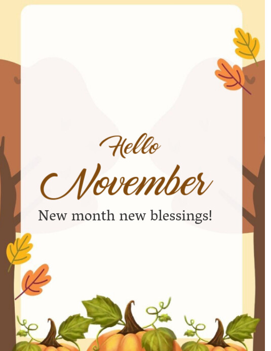 Plantilla de White Floral Hello November Flyer (us Letter) | PosterMyWall