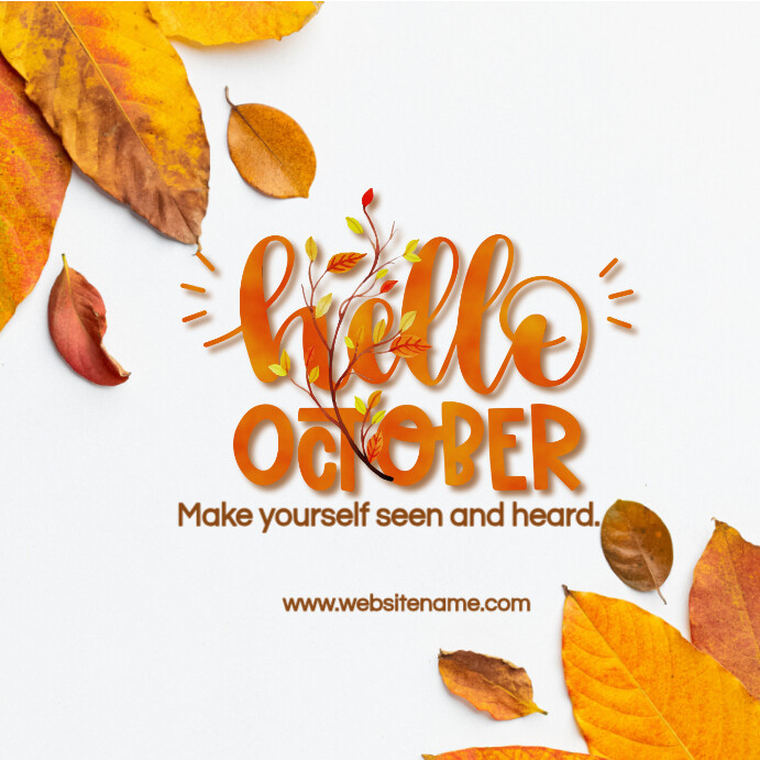 White Floral Hello October Instagram Post Template | PosterMyWall