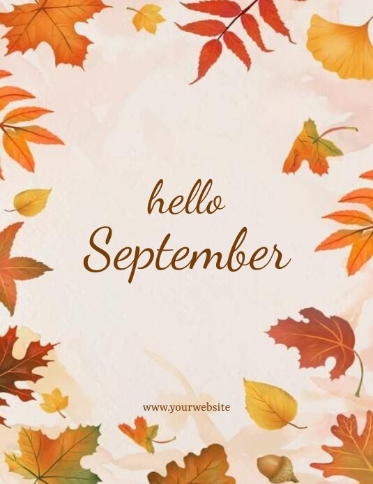 Plantilla de White Floral Hello September Flyer (us Lette | PosterMyWall