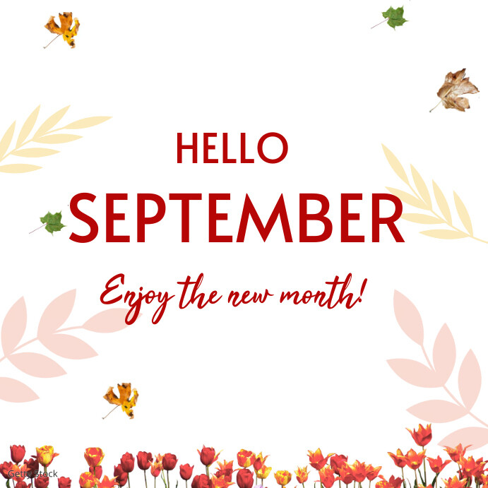 White Floral Hello September Instagram Post Template | PosterMyWall
