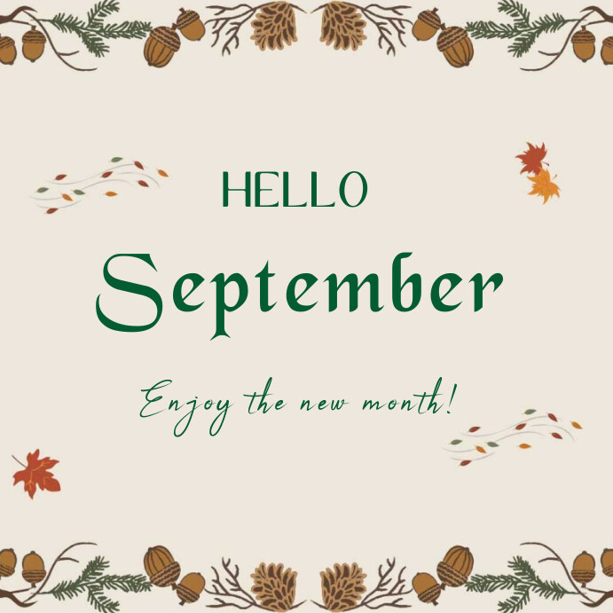 Plantilla de White Floral Hello September Instagram Post | PosterMyWall