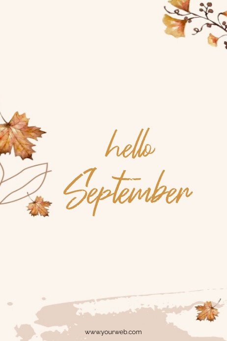 White Floral Hello September Poster Template | PosterMyWall