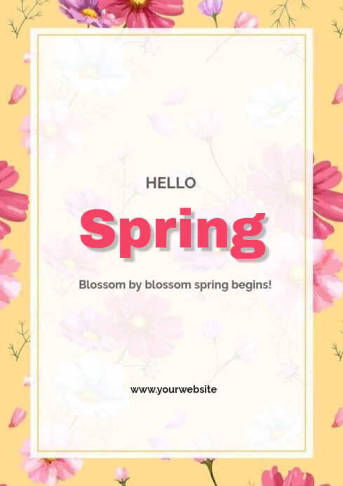 Copy of White Floral Hello Spring A4 | PosterMyWall