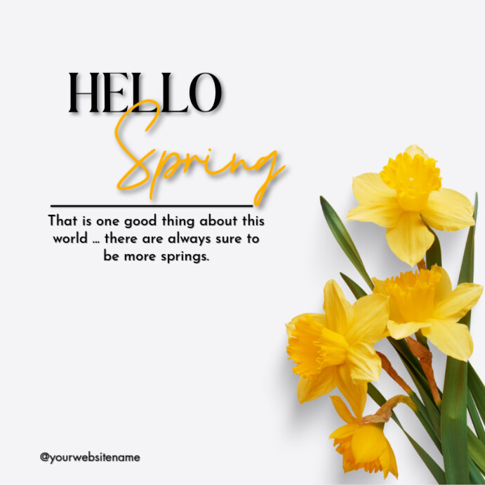 White Floral Hello Spring Instagram Post Template | PosterMyWall