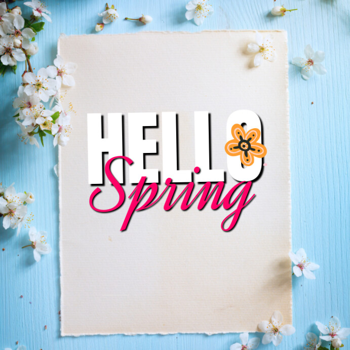 Plantilla de White Floral Hello Spring Instagram Post | PosterMyWall