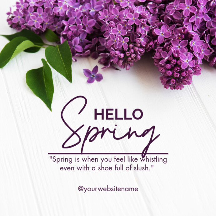 White Floral Hello Spring Instagram Post Template | PosterMyWall