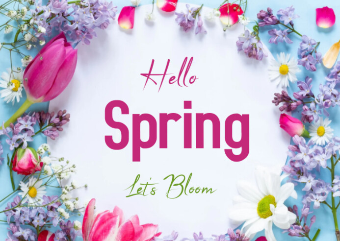 Copy of White Floral Hello Spring Postcard | PosterMyWall