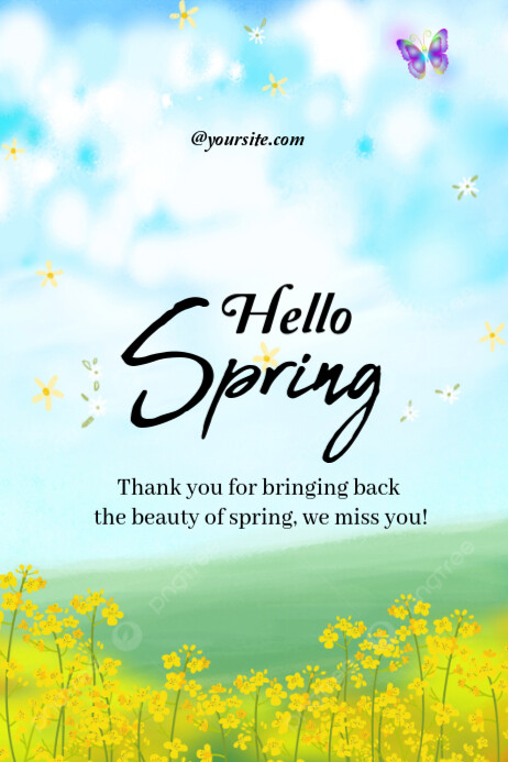 Plantilla de White Floral Hello Spring Poster | PosterMyWall