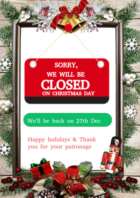 Copy of White Floral Holiday Closure Notice A4 | PosterMyWall