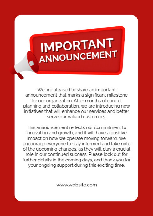 Copy of White Floral Important Announcement Notification Posters A4 ...