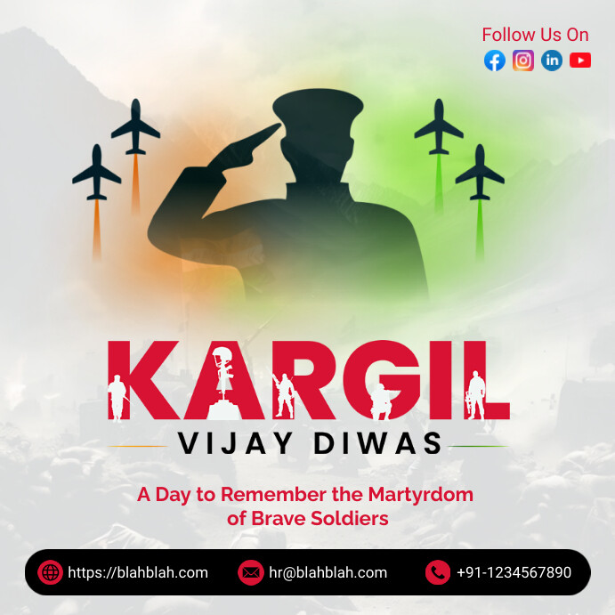 White Floral Kargil Vijay Diwas Instagram Pos Template | PosterMyWall