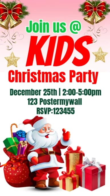 White Floral Kids Christmas Party Invitation Card, Designer Kids ...