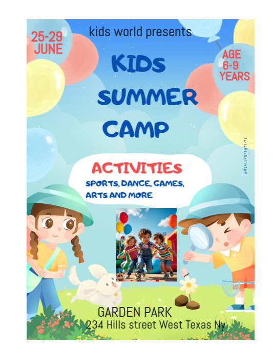 White Floral Kids Summer Camp Pm Flyer (us Letter) Template | PosterMyWall